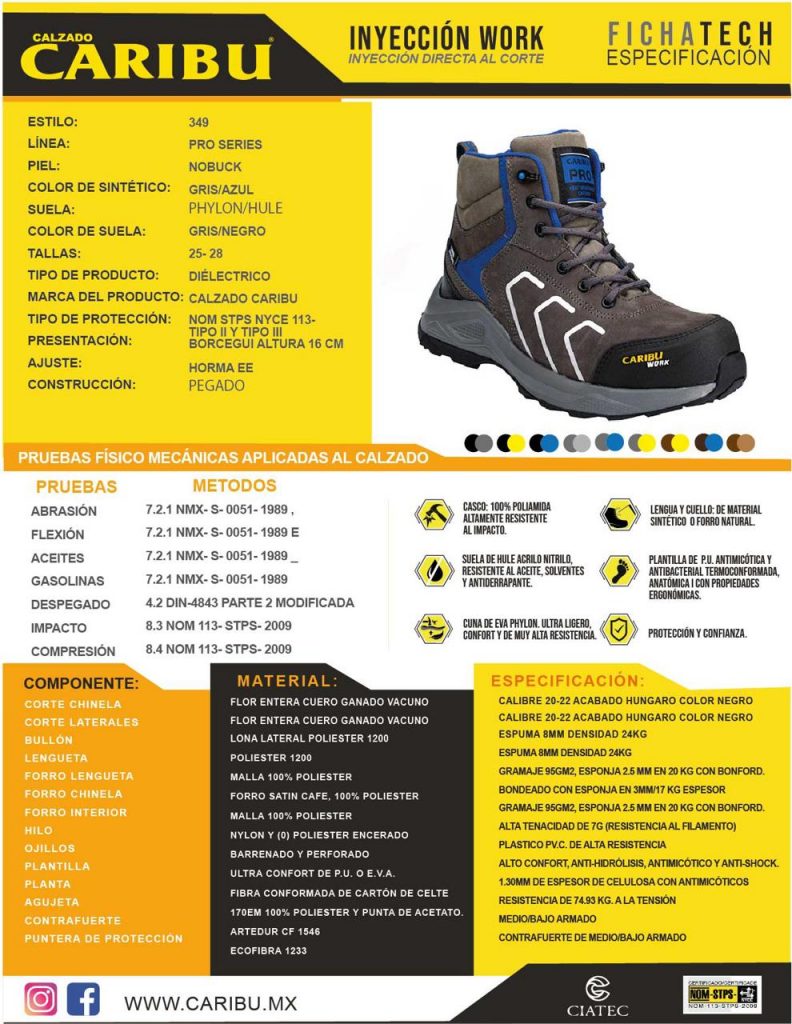 Calzado industrial modelo 349 negro/gris marca Caribu – Bravio