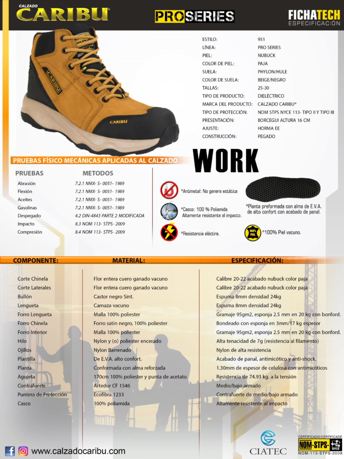 Calzado industrial modelo 951 paja marca Caribu – Bravio